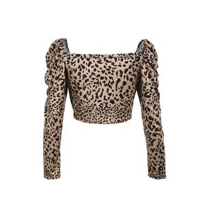 BellanBlue | Tops | Boho White Leopard Print Sweetheart Neck Puff ...